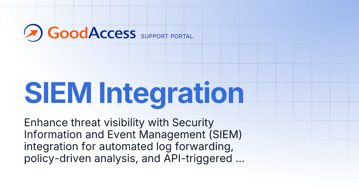 SIEM Integration | GoodAccess Support Portal